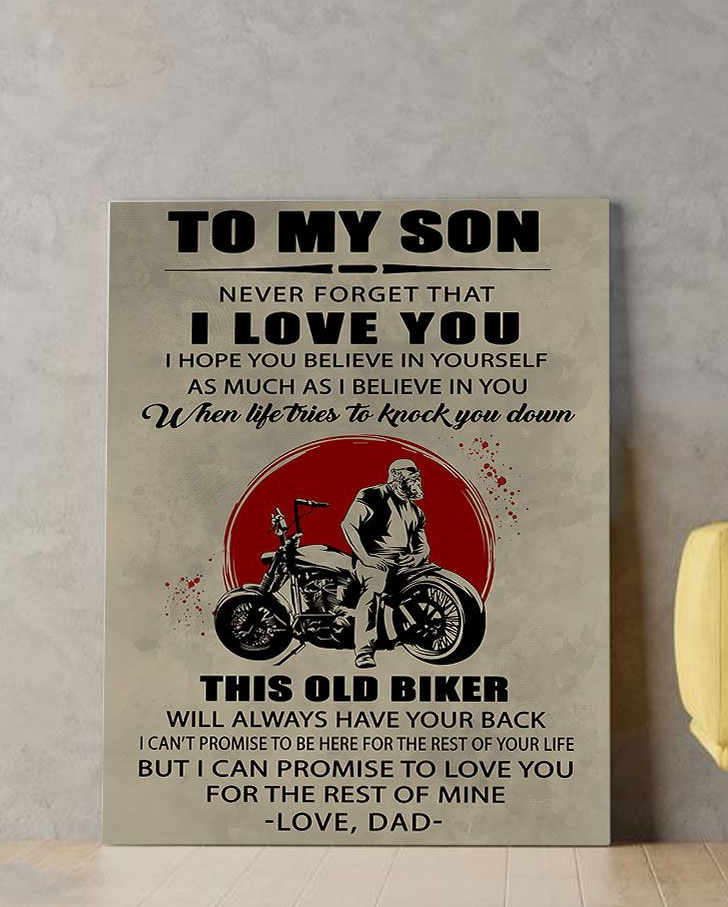 Letter To Son from a Old Biker Dad Canvas Poster - Stunwave Boutique